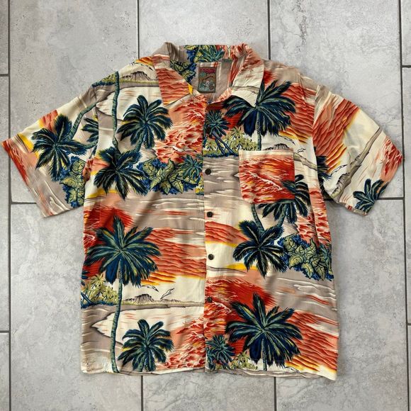 Shirts | Vintage Hawaiian Pineapple Connection Sunset Button Down Shirt Size L | Poshmark